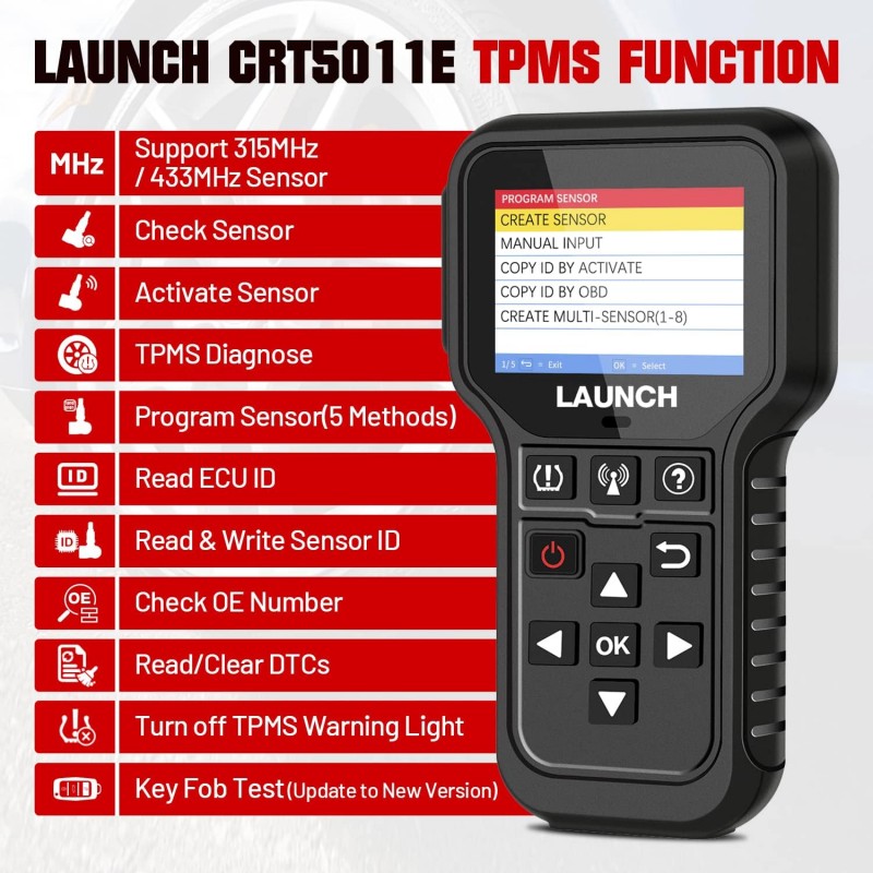 LAUNCH CRT5011E Newest TPMS Relearn Tool with 4pcs Launch LTR-03 RF ...